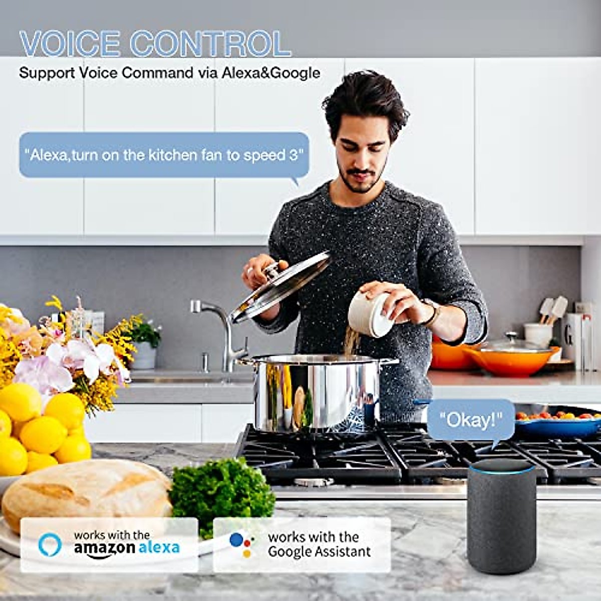 Ceiling Fan with Lights Remote Control,Dimmable Fan Lighting, 20'' Enclosed Bladeless Fan, Semi Flush Mount,2.4GHz Wi-Fi Bluetooth & App Controlled Works with Alexa and Google Assistant (Matte White)