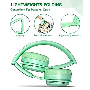 scorking Kids Bluetooth Headphones, Wireless Headphones for Kids with Built-in Microphone, Over Ear Kids Headphones Wireless Foldable Stereo AUX 3.5mm for Boys Girls School Smartphone iPad Tablet