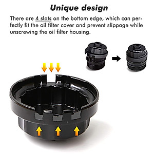 Apeixoto Oil Filter Wrench Cap Removal Tool Fits 64mm Cartridge Housing for Camry Rav4 HighLander Sienna Tundra with 2.5L-5.7L Engine