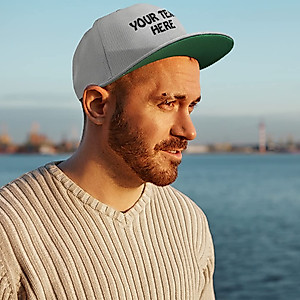 Snapback Hats for Men & Women Custom Personalized Text Acrylic Flat Bill Baseball Cap Snapback Silver Heather Gray One Size