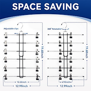 3 Pack Skirt Hangers with Clips, ZOUTOG 6 Tier Pants Hangers, Skirt Hangers Space Saving Closet Organizers and Storage, Non Slip Adjustable Clip Hanger for Shorts, Skirts, Dresses, Kids Clothes & More