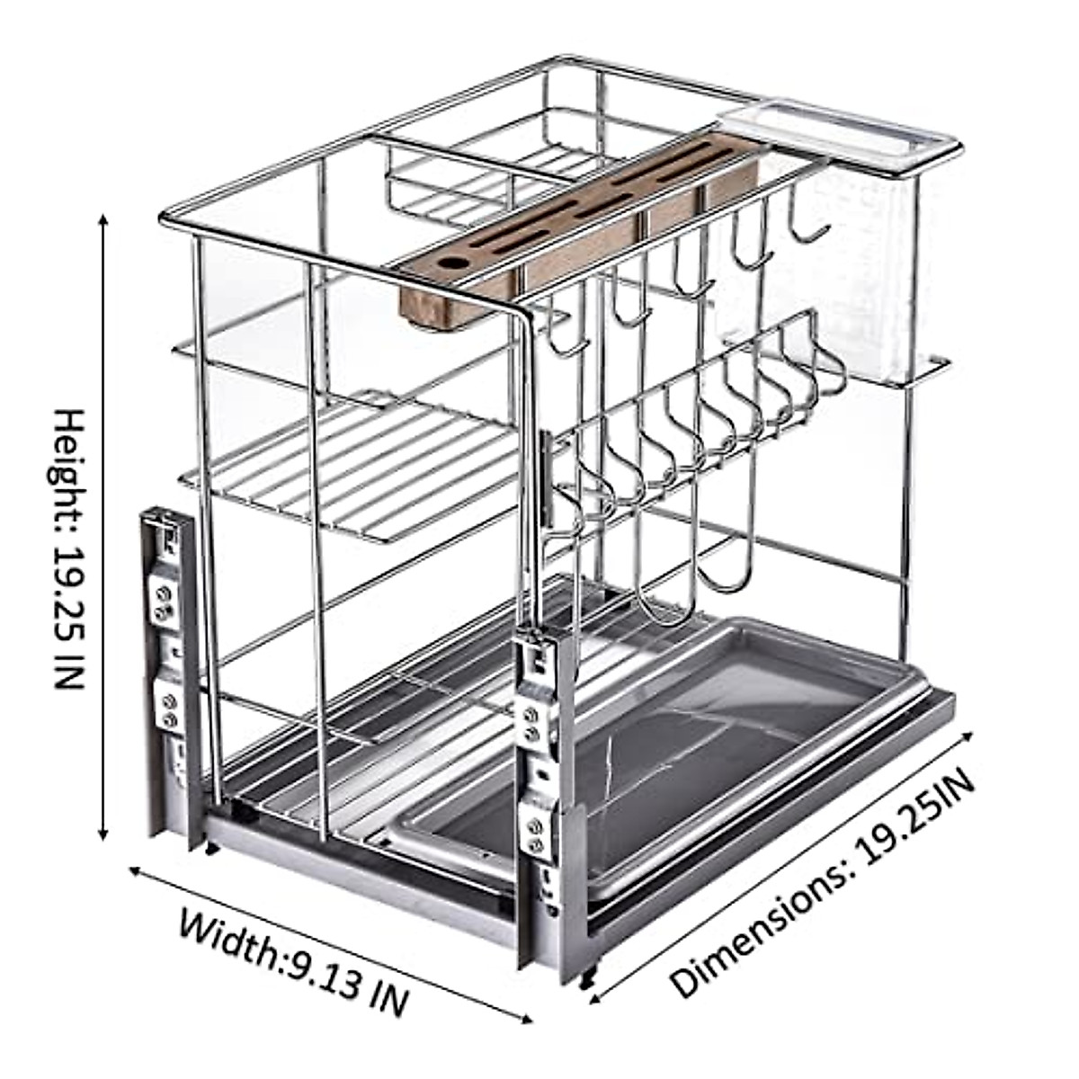 Tiger Pull Out Multi-functional Cabinet Pull Out Basket, under the Kitchen Range, Kitchen Utensil Pull Out, Cutting Board Slot, Tableware Slot , Spice Rack, Organizer for Kitchen Cabinet or Pantry