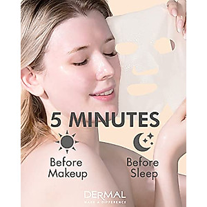 DERMAL 16 Combo Pack A Collagen Essence Full Face Facial Mask Sheet - Face Pack For Glowing Skin - Self Home Care Face Facial Mask Sheet - Korean facial Masks For Women and Men