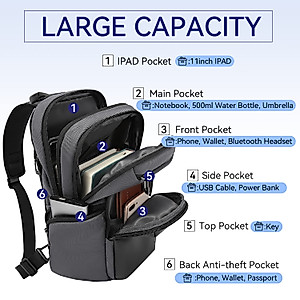 Tfro & Cile Sling Bag for Men Crossbody Bags Shoulder Backpacks Casual Daypack Bag Chest Backpack for Hiking Ridding Climbing