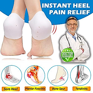Heel Cups, Plantar Fasciitis Inserts, Heel Pads Cushion (3 Pairs, FSA or HSA Eligible) Great for Heel Pain, Heal Dry Cracked Heels, Achilles Tendinitis, for Men & Women. (Gel Heel Cups)