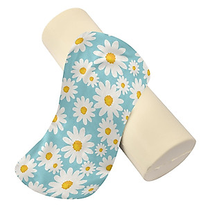 xigua Blue Little Daisies Neck Roll Pillow for Neck Relief with Removable Washable Cover - Memory Foam Round Cylinder Bolster, Ergonomically Designed for Head, Neck, Back, and Legs