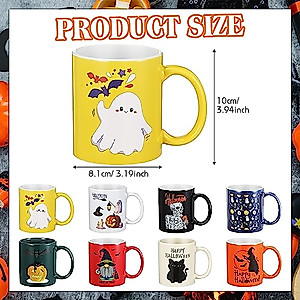Maxdot 8 Pieces Halloween Mugs 12oz Mug Set Halloween Coffee Mugs with Handle Halloween Ceramic Matching Mugs for Home School Office Table Centerpieces Housewarming Holiday Party Gift