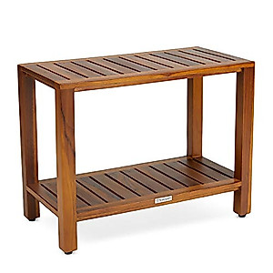 TeakCraft Teak Shower Bench 24 Inch For Bathroom, Spa - Fully Assembled, The Eske