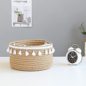 Jute Storage Baskets Bins 3 Pack Storage Cube Organizer Cute Tassel Nursery Decor - Home Storage Container