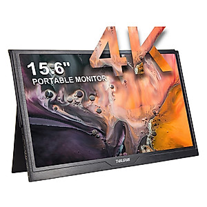 Thinlerain 4K Portable Monitor, 15.6" USB C Monitor IPS UHD 3840X2160 External Monitor with 75% sRGB 250 Nits Brightness, USB C HDMI USB, Compatible for Laptop,PC, Phone