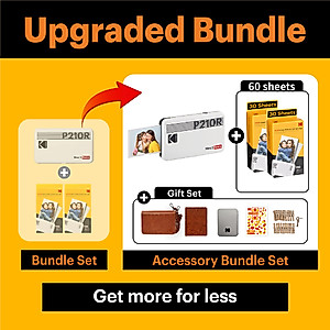 KODAK Mini 2 Retro 4PASS Portable Photo Printer (2.1x3.4 inches) Initial 8 Sheets + 60 Sheets + Gift Bundle, White