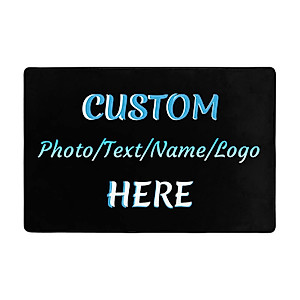 Custom Rug with Logo Personalized Design Your Own Photo Text Name Door Mat Non-Slip Durable Carpet Suitable for Living Room Office Coffee Table Balcony (36 x 24 in)
