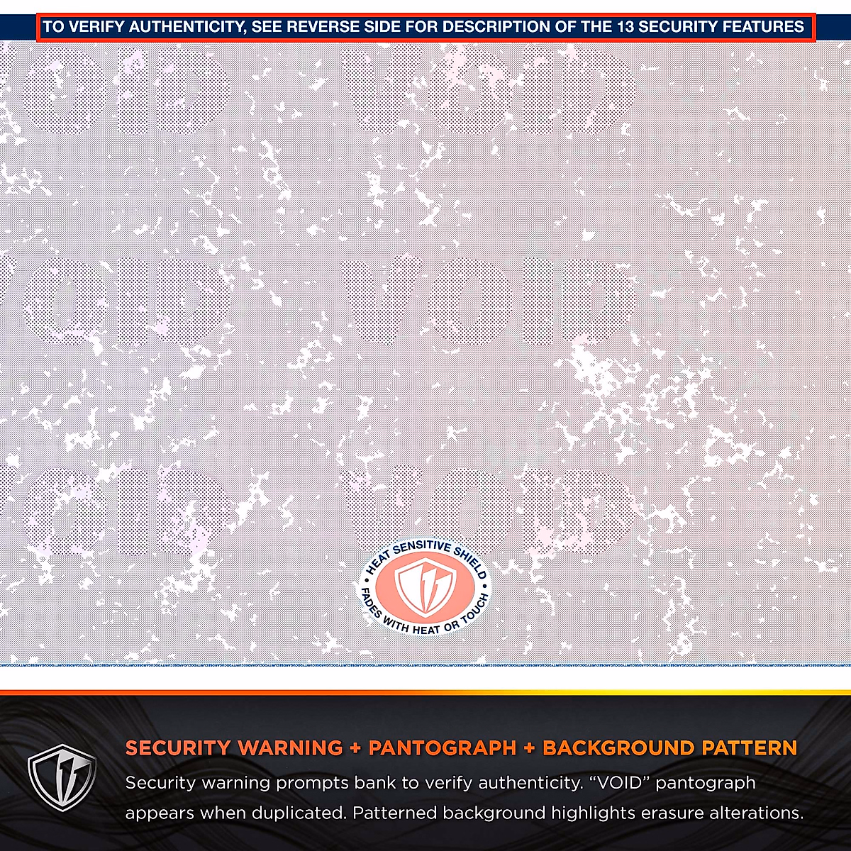 DocuGard Blue/Red Prismatic Top Check, 8.5 x 11 Inches, 24 lb, 500 Sheets, 1 Check Per Sheet (04532)