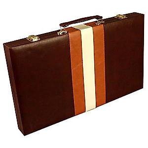 Large 18" Leatherette Backgammon Set - Brown