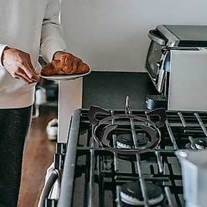 Angoily Cast Iron Wok Support Ring Gas Stove Rack Stand Brackets Milk Pot Wok Support Holder Trivets Range Holder for Home Restaurant Kitchen ( Black )