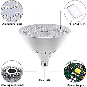MOSELNY 120V Pool Led Bulb for Inground Swimming Pool 40W Color Changing Led Pool Light with Remote Control Super Bright LED RGB Pool Bulb for Pentair & Hayward Light Fixture E26 Base