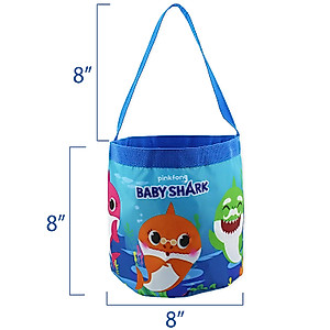 Baby Shark Boys Girls Collapsible Gift Basket Bucket Tote Bag (Blue, One Size)