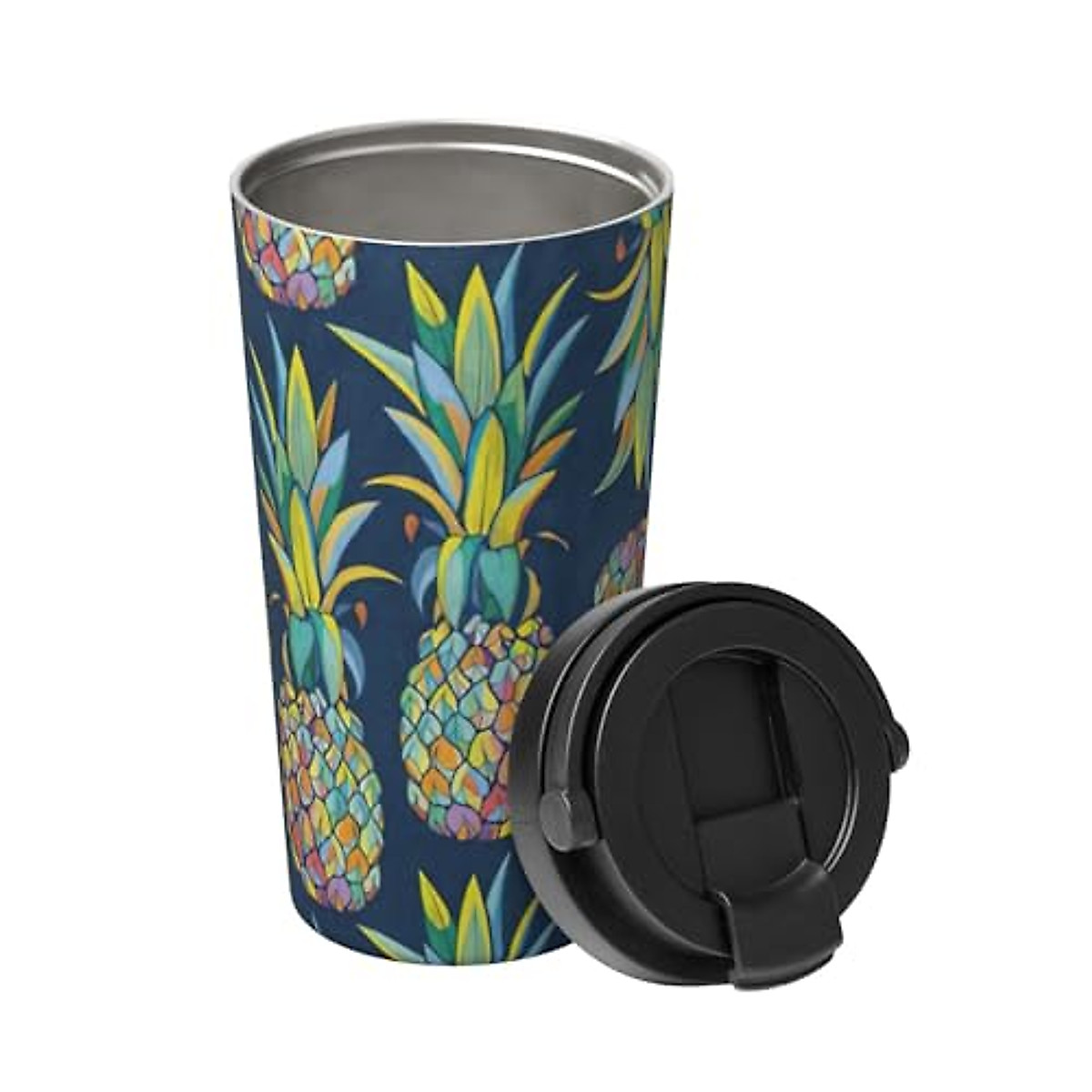 WANGXUEE Tropical Fruit Pineapple Print 500ml Stainless Steel Travel Tumbler Double Wall Vacuum Insulated Coffee Mug