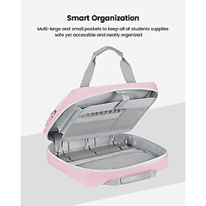 egiant 3 Inch 3 Ring Zipper Binder with Shoulder Strap & Durable Handle & Multi-Pocket - 3" Binder with Zipper for School Girl & Boy,Compatible with 13-Inch MacBook/Tablet-Patent Design Pink