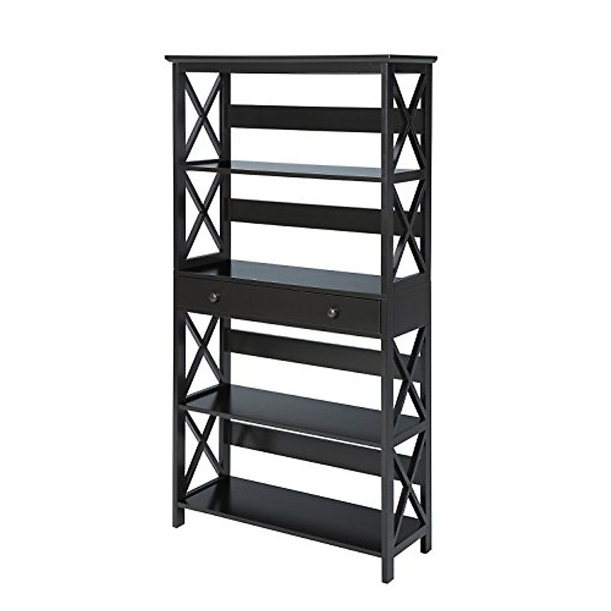 Convenience Concepts Oxford 5 Tier Bookcase with Drawer, Black