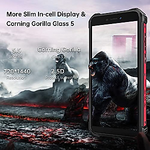 OUKITEL Rugged Cell Phone WP5 Pro, Unlocked Smartphone 4GB+64GB 5.5''HD+ Screen, 8000mAh Battery IP68 Waterproof Rugged Smartphone, 4G LTE Dual-SIM Android 10 System, 13MP Triple Camera Face ID