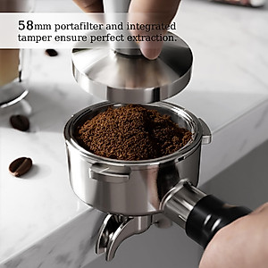 Kismile Espresso Machines with Grinder, 20 Bar Professional Espresso Maker with Milk Frother Steam Wand & Removable Water Tank for Latte and Cappuccino, Espresso Coffee Maker for Home(Stainless Steel)