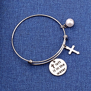 Left it in the Water Adult Baptism Gift Christian Religious Bracelet Jewelry Confirmation Gift(Bracelet) Silver