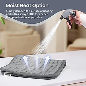 Electric Heating Pad 20"x24" for Back Pain Relife, Cramps, Neck and Shoulder, Moist/Dry Heat Therapy with Auto Shut Off Heating Pads, Holiday Christmas Gifts for Women Men Mom Dad, Gray