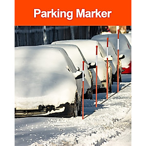 10 pcs Driveway Reflective Markers - 48 inch Snow Stakes with Highly Visible Reflective Tape, 1/4 inch Dia Snow Pole Stake for Parking, Home, Road