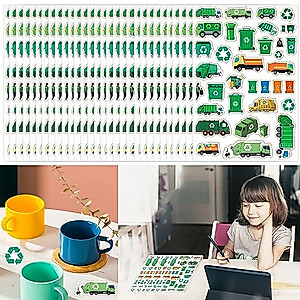 ATSMOICY 800+ PCS Garbage Truck Themed Party Decorations Labels Paper Stickers - Rubbish Truck Themed Baby Shower Birthday Waste Management Recycling Party Supplies Decorations Favors Stickers