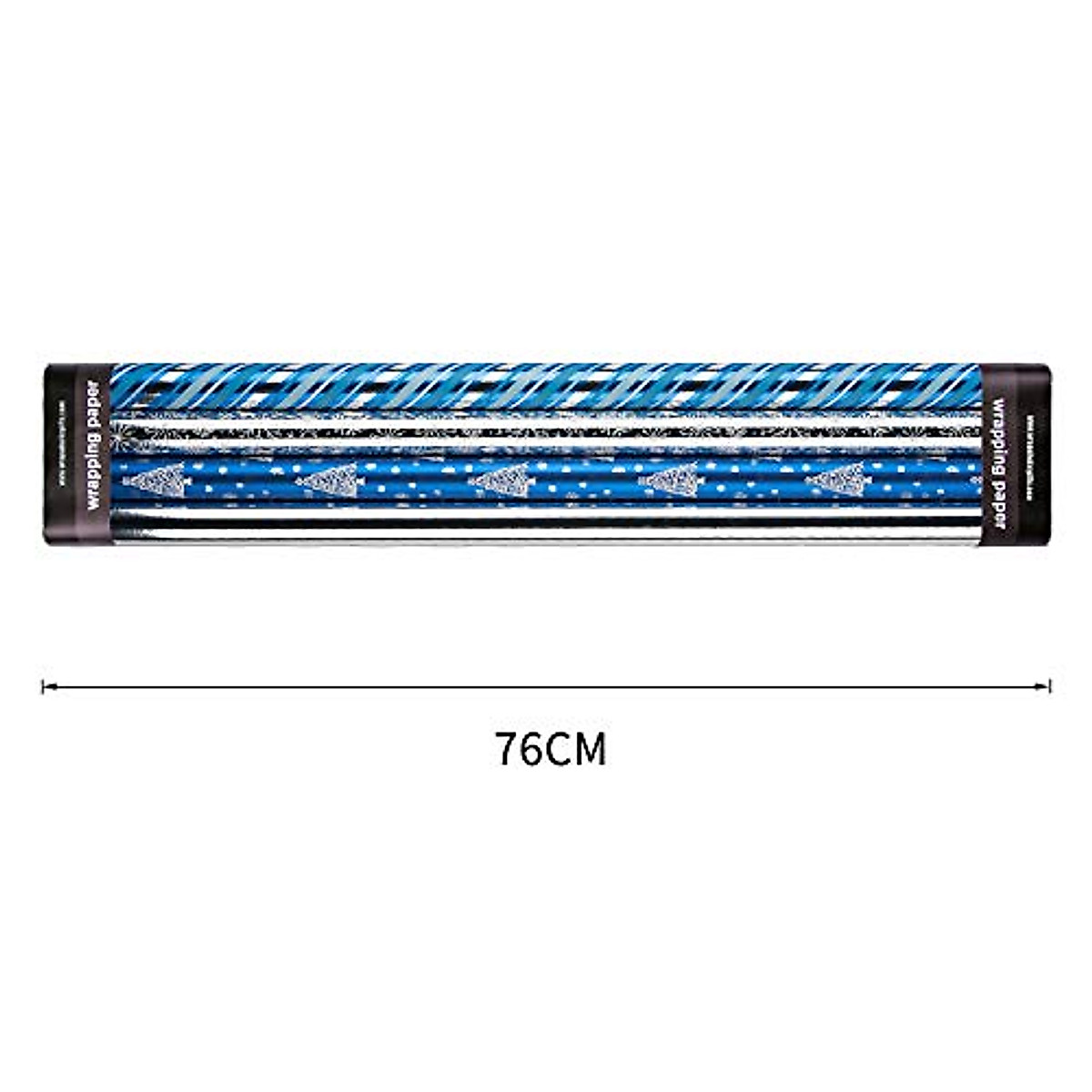 WRAPAHOLIC Christmas Wrapping Paper Roll - Blue and Silver Snowflake and Stripe Set with Metallic Foil Shine - 4 Rolls - 30 Inch X 120 Inch Per Roll