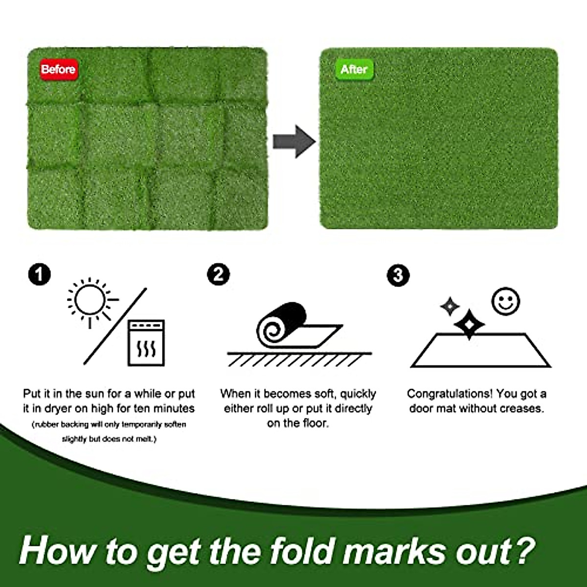LINLA Artificial Grass Door Mat，42x35 Inches Outdoor Rug Synthetic Fake Dog Grass Mat Turf Waterproof Durable Doormat for Indoor Entryway, Outside Patio, Lawn, Garden