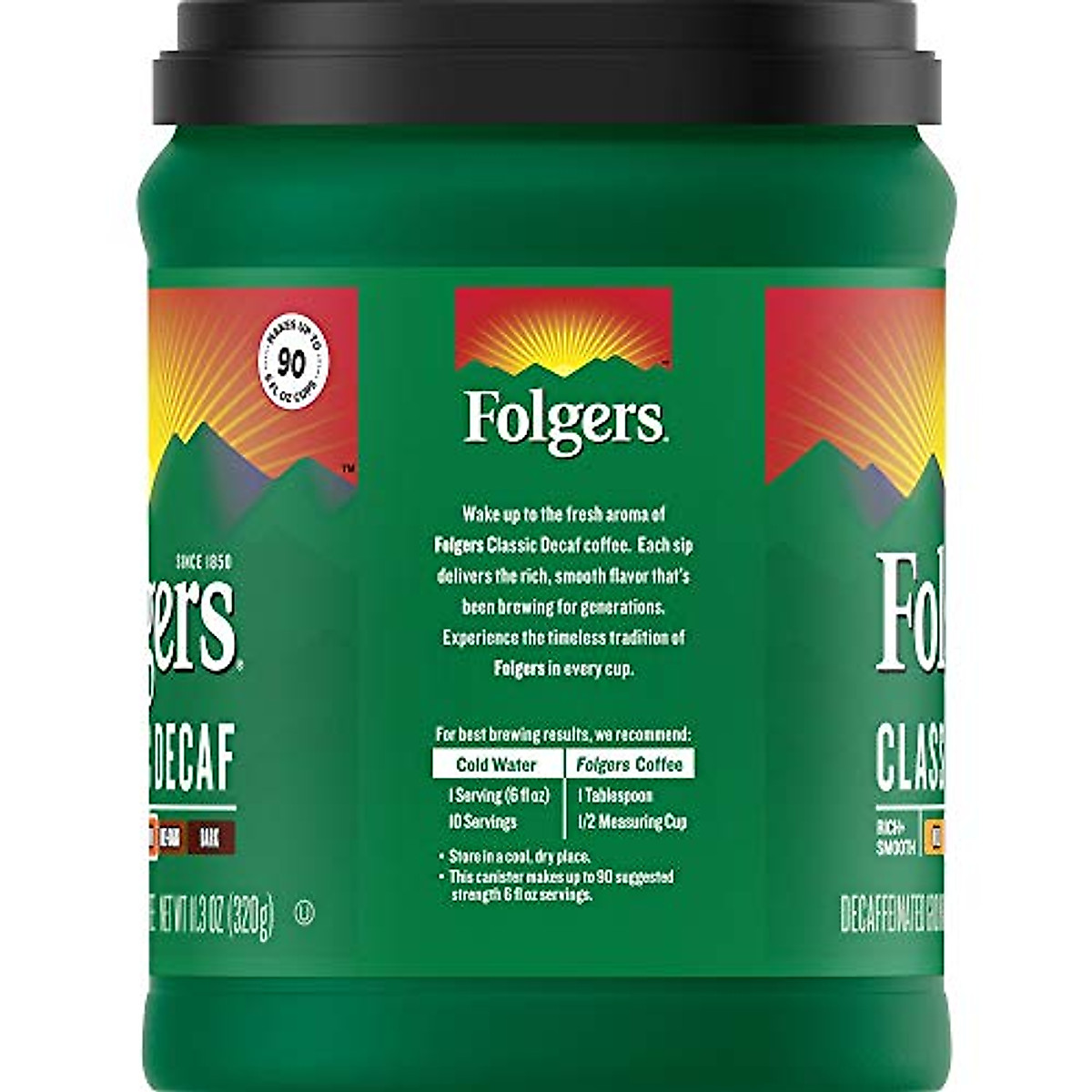 Folgers Classic Decaf Medium Roast Ground Coffee, 11.3 Ounces
