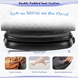 COLAMY Office Chair High Back Executive Computer Chair-Ergonomic Home Office Chair with Padded Flip-up Arms, Adjustable Height and Tilt Lock, Swivel Task Chair with Thick Leather for Comfort, Black