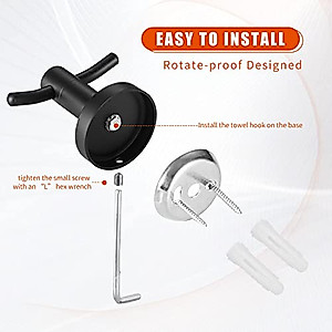 glewou Towel Hooks, Matte Black Stainless Steel Double Wall Hooks, Heavy Duty Wall Mounted Hook for Hanging Coat, Robe, and Hanger for Bathrooms, Bedroom, Kitchen, Garage (2 Pack)