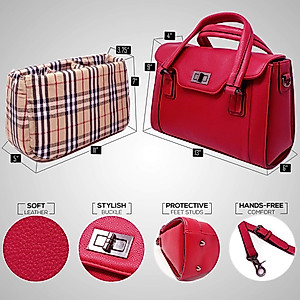 Camera Bags for Women, Multi-Functional Leather Top-Handle Ladies Handbags and Purses with Removable Padded Case