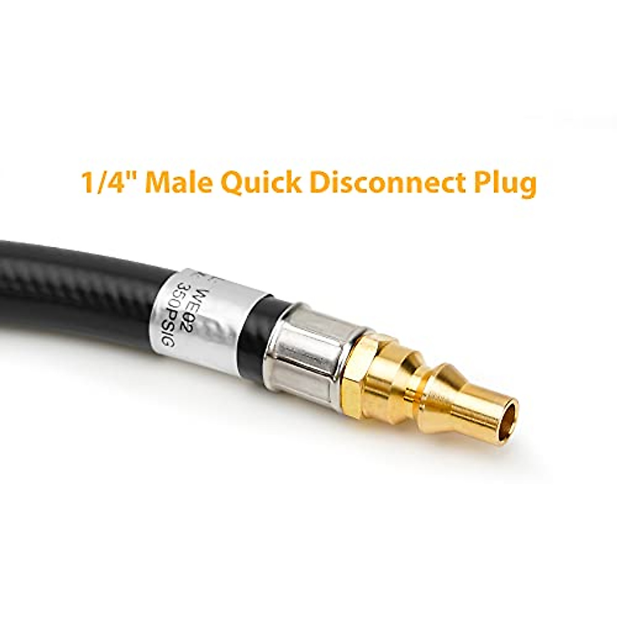 Stanbroil 12-feet Low Pressure Propane Quick-Connect Hose, Quick Disconnect Propane Hose Extension - 1/4” Safety Shutoff Valve & Male Full Flow Plug for RVs