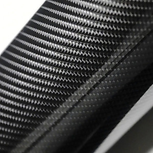 6D Carbon Fiber Vinyl Self Adhesive Film, High Gloss Black Carbon Fiber Vinyl Wrap Sticker Wrap Roll with Air Bubble (1ft x 5ft)