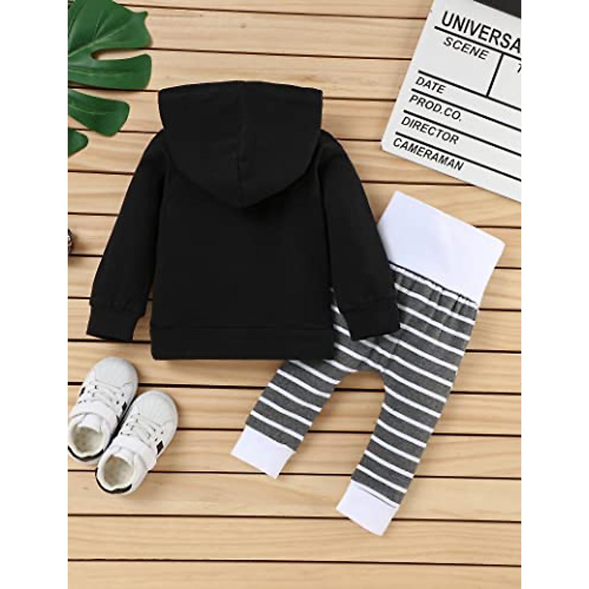 Gavol Toddler Baby Boy Outfits Long Sleeve Hoodie Sweatshirt Stripe Pant Set Clothes Set For Fall Winter