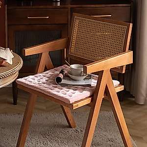 vctops Luxury Solid Color Chair Pad Velvet Soft Square Chair Cushion Tufted Indoor Seat Cushion Pillow Tatami (Pink,18"x18")