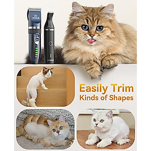 oneisall Cat Clippers and Paw Trimmer 3 in 1,Cat Grooming Kit,Cat Clippers for Matted Hair,Cordless Cat Shaver for Matted Long Hair,2 Speed Cat Hair Trimmer,Pet Clippers for Cats and Small Dogs