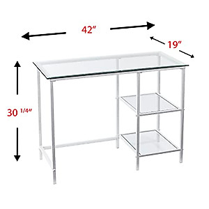 SEI Furniture Layton Metal/Glass Student Desk, White