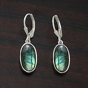Natural Labradorite Dangle Earrings For Women Sterling Silver | Handmade Birthstone Dangle Earrings Jewelry | Gifts For Her