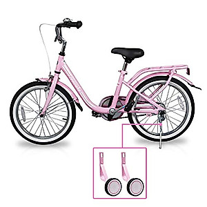 COEWSKE Kid's Bike Steel Frame Children Bicycle 18 Inch with Training Wheel (Pink, 18 Inch)