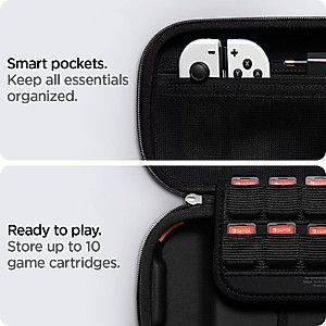 Spigen Rugged Armor Pro Travel Carrying Hard Case Compatible with Nintendo Switch (2017) and Nintendo Switch OLED (2021) - Black