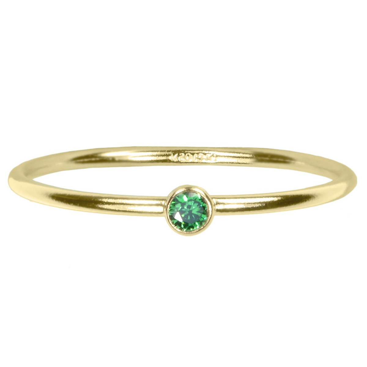 uGems 14kt Gold Filled Green CZ Stacking Ring Size 7