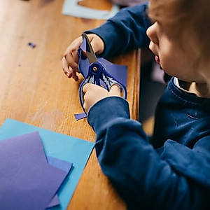 Fiskars 5" Softgrip Left-Handed Pointed-Tip Scissors for Kids Ages 4+ - Left-Handed Scissors for School or Crafting - Back to School Supplies - Blue Lightning