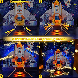 BYKOOO Birthday Card, Musical Pop Up Cards w Light, Birthday Cards w Cool Sound Effects and, Celebrate Birthdays, Graduations, Weddings & Promotions w Congrats, Greeting Card w/Congrats Text on Cover