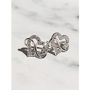Sash & Soph Sterling Silver Infinity Heart Cubic Zirconia Earrings, 925 Metal Type, Women's Stud Earrings