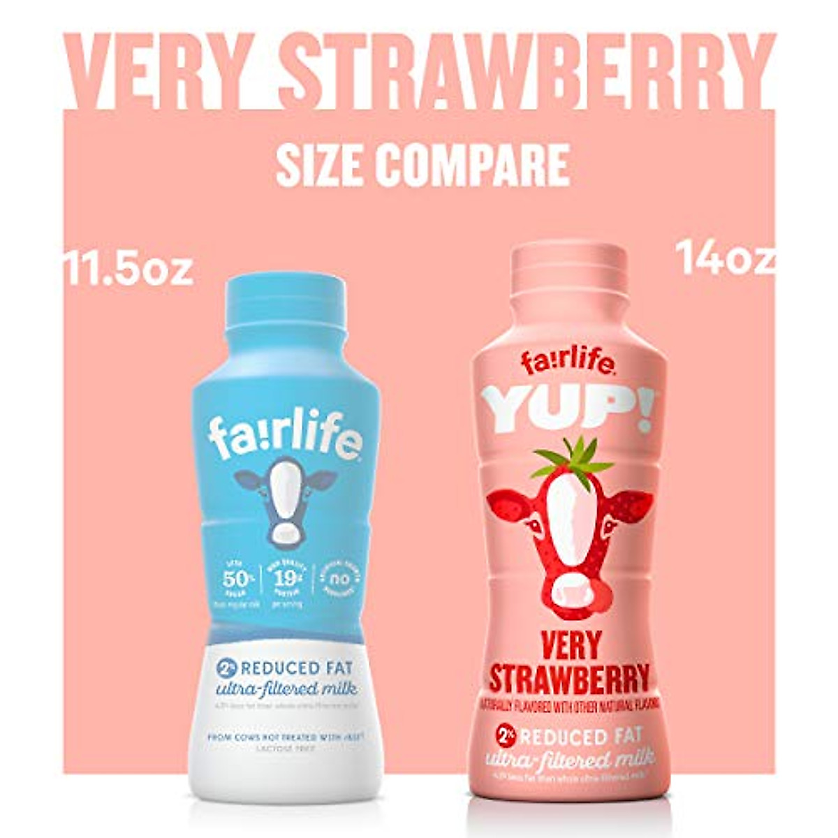 fairlife YUP! Low Fat, Ultra-Filtered Milk, Very Strawberry Flavor, All Natural Flavors (Packaging May Vary), 14 Fl Oz (Pac-k of 12)